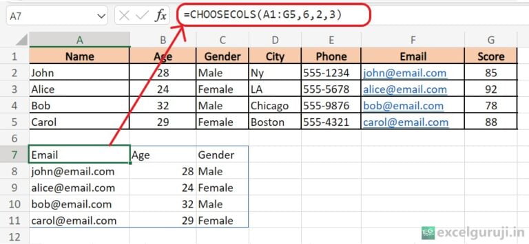 Mastering Excel CHOOSECOLS Function: Custom Data Extraction and Analysis - Excel Guruji