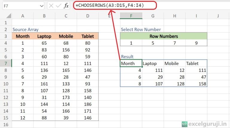 Mastering Excel CHOOSEROWS Function: Select and Extract Rows Like a Pro - Excel Guruji