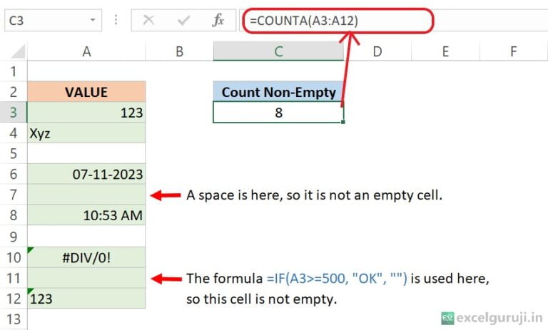 Mastering Excel COUNTA Function: Counting Non-Empty Cells Made Easy (With Video Tutorial ...