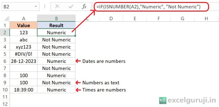 Mastering Excel ISNUMBER Function: Validate Numeric Data Efficiently ...