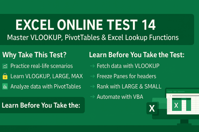Excel Online Test 14 – Master VLOOKUP, PivotTables & Excel Lookup ...